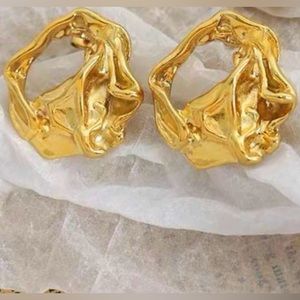 Jewelry | Crumpled Gold Nugget Abstract Annulus Toroid Melting Folded ...
